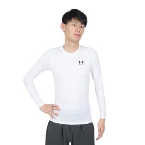 Under Armour Men's Armour HeatGear Compression Long-Sleeve T-Shirt , White (100)/Black, Large