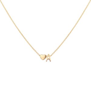 glimmerst initial heart necklace,18k gold plated stainless steel tiny heart letter a necklace personalized monogram name necklace for women