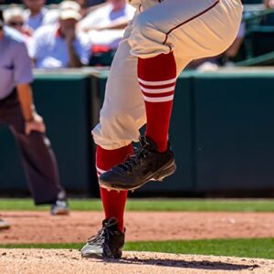 MadSportsStuff Dugout Striped Baseball Socks Pattern E (Navy/Orange/White, Medium)