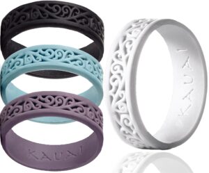 kauai silicone rings for women – soft and pretty. comfortable, breathable, stackable rings. lightweight rubber womens engagement ring & wedding band. women’s thin unisex bands