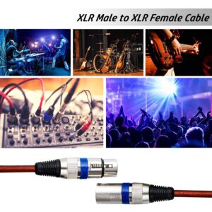 Yuyaokk 2Pcs 6 Feet Microphone Cable, Pair Mic Cable/XLR to XLR Cable, 6 Ft XLR Male to XLR Female Cable, 3 PIN Premium Balanced Patch Snake Cords