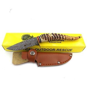 wild turkey handmade collection fixed blade faux handle hunting knife w/leather sheath included (5105)