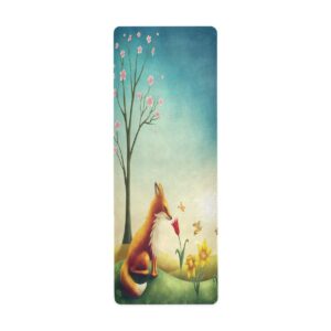 qilmy little red fox yoga mat fitness mat 71'' x 26'' thickness 1-mm eco friendly material tpe extra large non-slip exercise mat with yoga storage bag