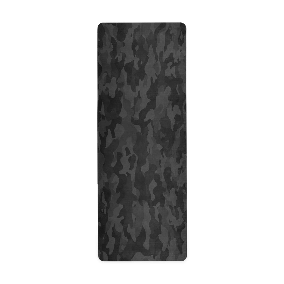 Qilmy Black Camouflage Yoga Mat Non Slip Hot Yoga Mat, Yoga Towel & Mat 2in1 Lightweight & Optimal Cushioning 71"x 26" Thickness 1mm