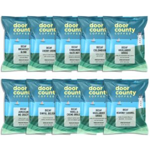 gourmet flavored decaf coffee sampler pack - 10 bags of unique flavored coffees - roasted by door county coffee