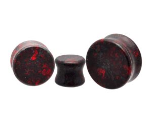 mystic metals body jewelry pair of brecciated jasper stone double flare plugs (stn-640) (1" (25mm))