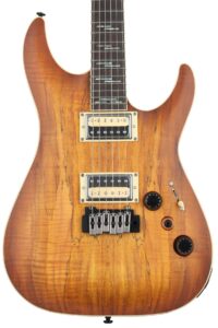 schecter c-1 exotic spalted maple electric guitar - satin natural vintage burst