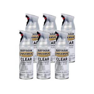 rust-oleum 302110-6pk universal all surface clear topcoat spray, 11 oz, high gloss clear, (pack of 6)