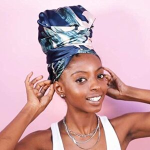 Glow By Daye Charmeuse Satin Prefolded Head Scarf, Double Layered Satin Bandana for Women, Large (St. Maarten)