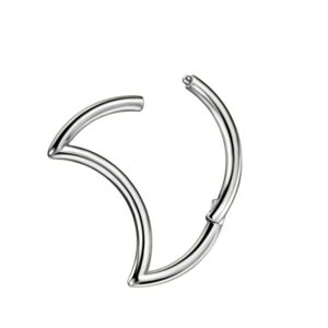 fansing 18g cartilage earring hoop silver 18 gauge daith earrings for women 18 gauge earrings for rook piercing jewelry surgical steel helix earring 8mm moon piercing earring