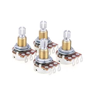 musiclily pro brass thread mini metric sized control pots a250k audio taper potentiometers for guitar (set of 4)