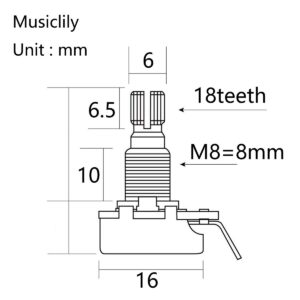 Alpha Mini Metric Sized B500K Guitar Pots Split Shaft Control Pots Linear Taper Potentiometers for Electric Guitar/Bass (Set of 4)