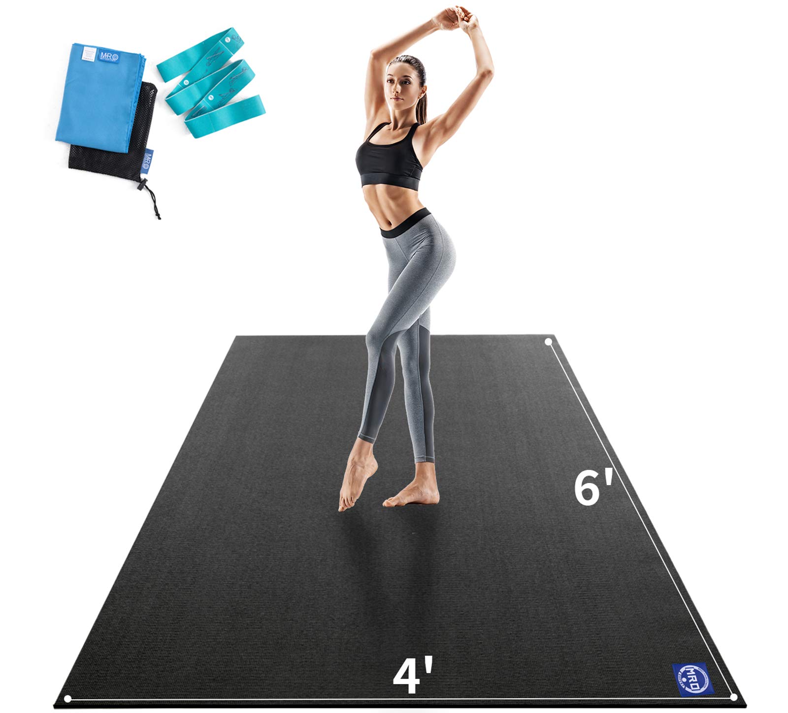 Premium Large Yoga Mat 72"x 48"x 9mm, Feel Free to Move, Non-Slip, Extra Wide and Thick Exercise Mats for Home Gym Workout, High Resilience, Ultra Comfortable Big Mat for Men and Women Fitness,