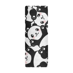 qilmy panda yoga mat non-slip foldable sweat absorbent travel yoga mat with carrying bag for yoga, pilates, exercise, workout, bikram and hot yoga 71 x 26 inch