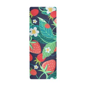 qilmy strawberry yoga mat non-slip foldable sweat absorbent travel yoga mat with carrying bag for yoga, pilates, exercise, workout, bikram and hot yoga 71 x 26 inch