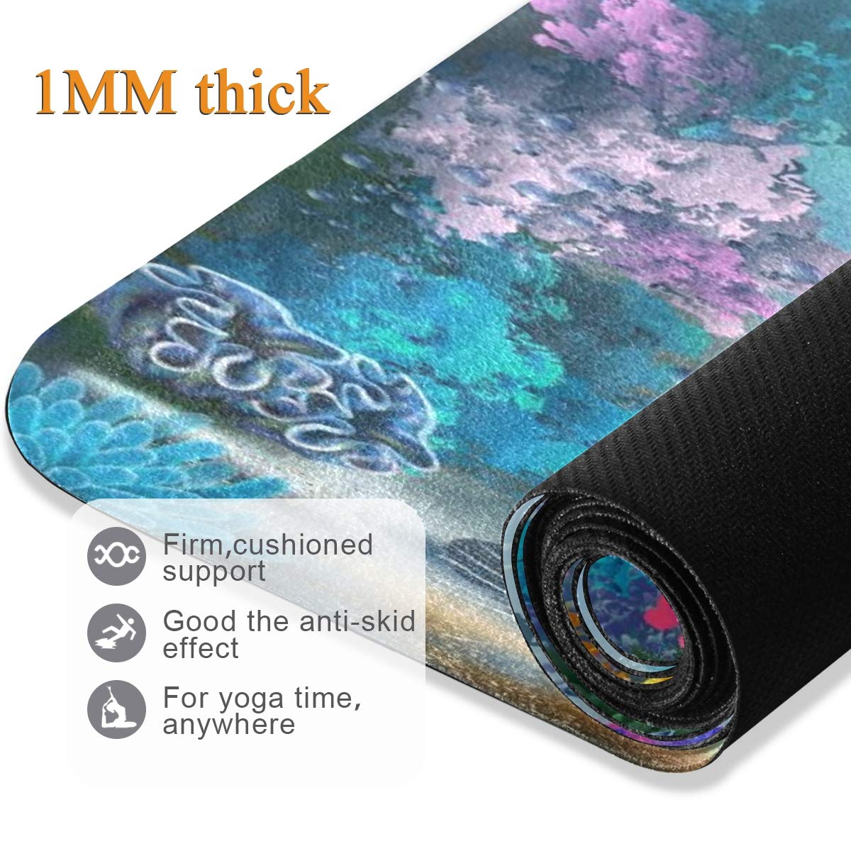 Qilmy Underwater World of Dolphins Yoga mat,Best No-Slip Hot Yoga Mat, No-Toxic,TPE Yoga mat,Ideas for Exercise,Yoga and Pilates(71”x26”X 1mm)