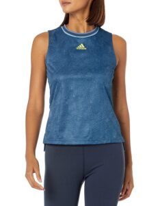 adidas womens match tank pb crew navy/acid yellow small