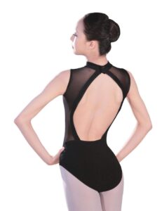 daydance sleeveless black women dance leotards high neck ballet outfit with open back