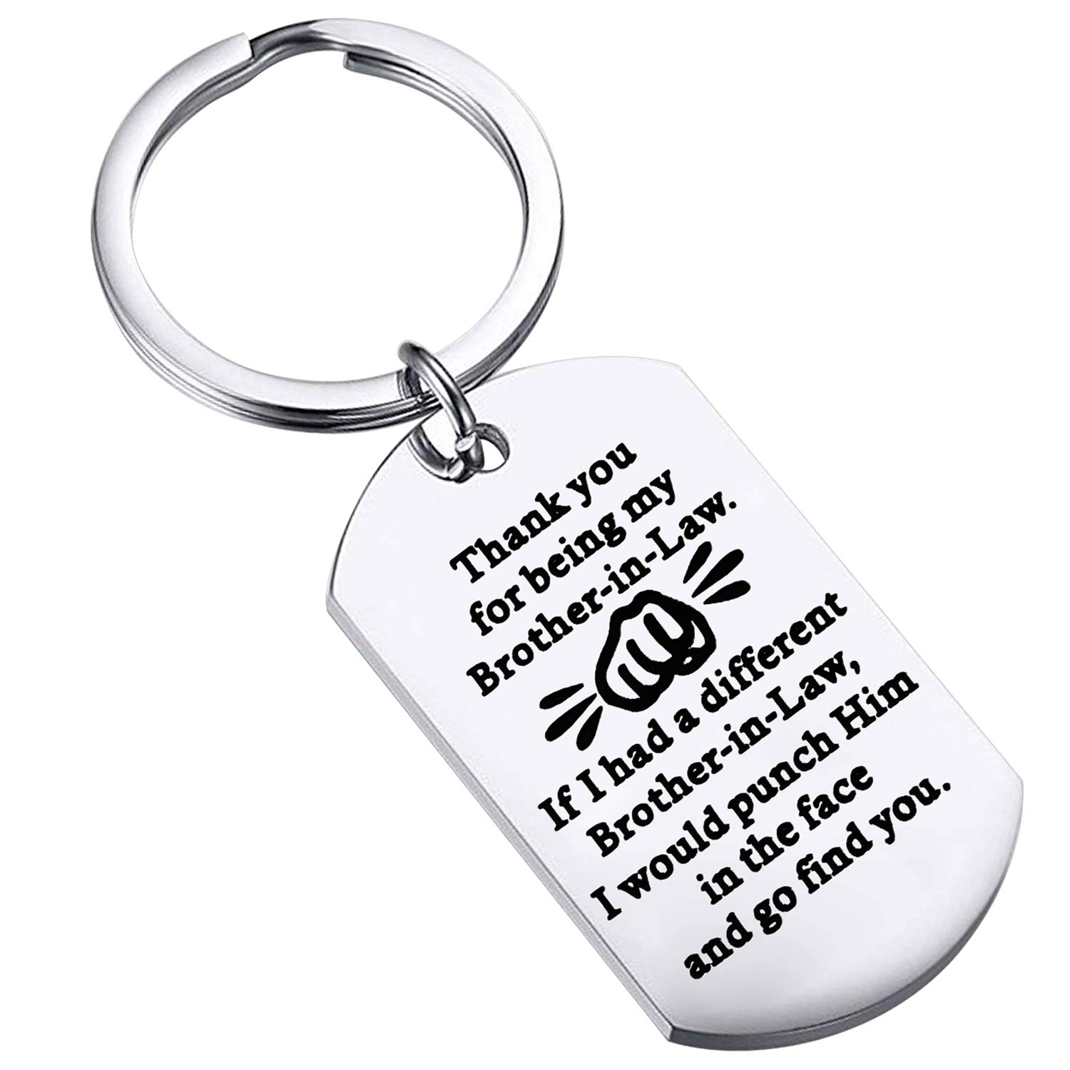 BEKECH Brother-in-Law Gifts Brother Keychain Thank You For Being My Brother-in-law Keychain Wedding Gift Jewelry Brother of The Bride Gift from Sister-in-Law(silver)