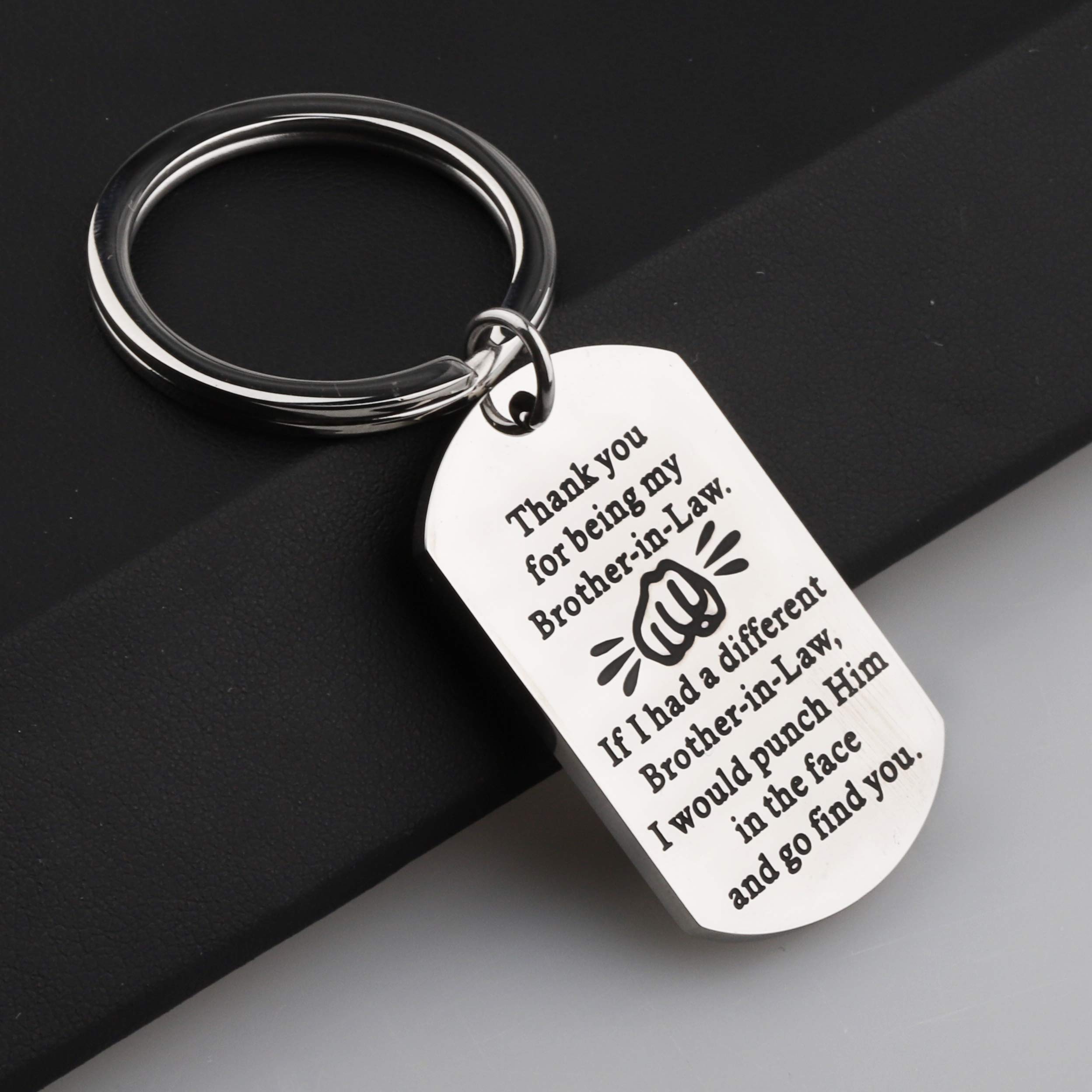 BEKECH Brother-in-Law Gifts Brother Keychain Thank You For Being My Brother-in-law Keychain Wedding Gift Jewelry Brother of The Bride Gift from Sister-in-Law(silver)