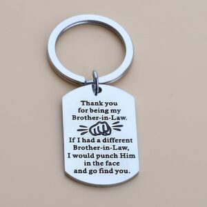 BEKECH Brother-in-Law Gifts Brother Keychain Thank You For Being My Brother-in-law Keychain Wedding Gift Jewelry Brother of The Bride Gift from Sister-in-Law(silver)