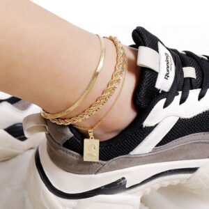 QJLE Gold Anklets for Women Waterproof,18K Gold Plated Womens Anklet Ankle Bracelets for Women Summer Beach Jewelry