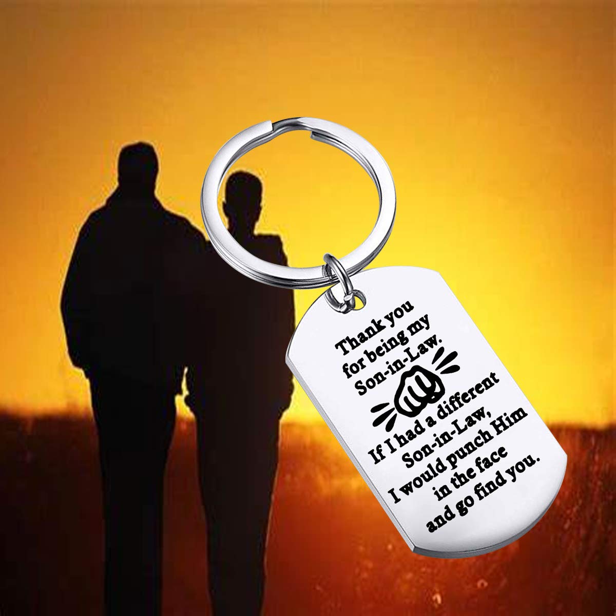 BEKECH Son-in-Law Gifts Bonus Son-in-Law Keychain Thank You for Being My Son-in-Law Keychain Funny Wedding Gift Jewelry from Mother-in-Law,Father-in-Law(silver)