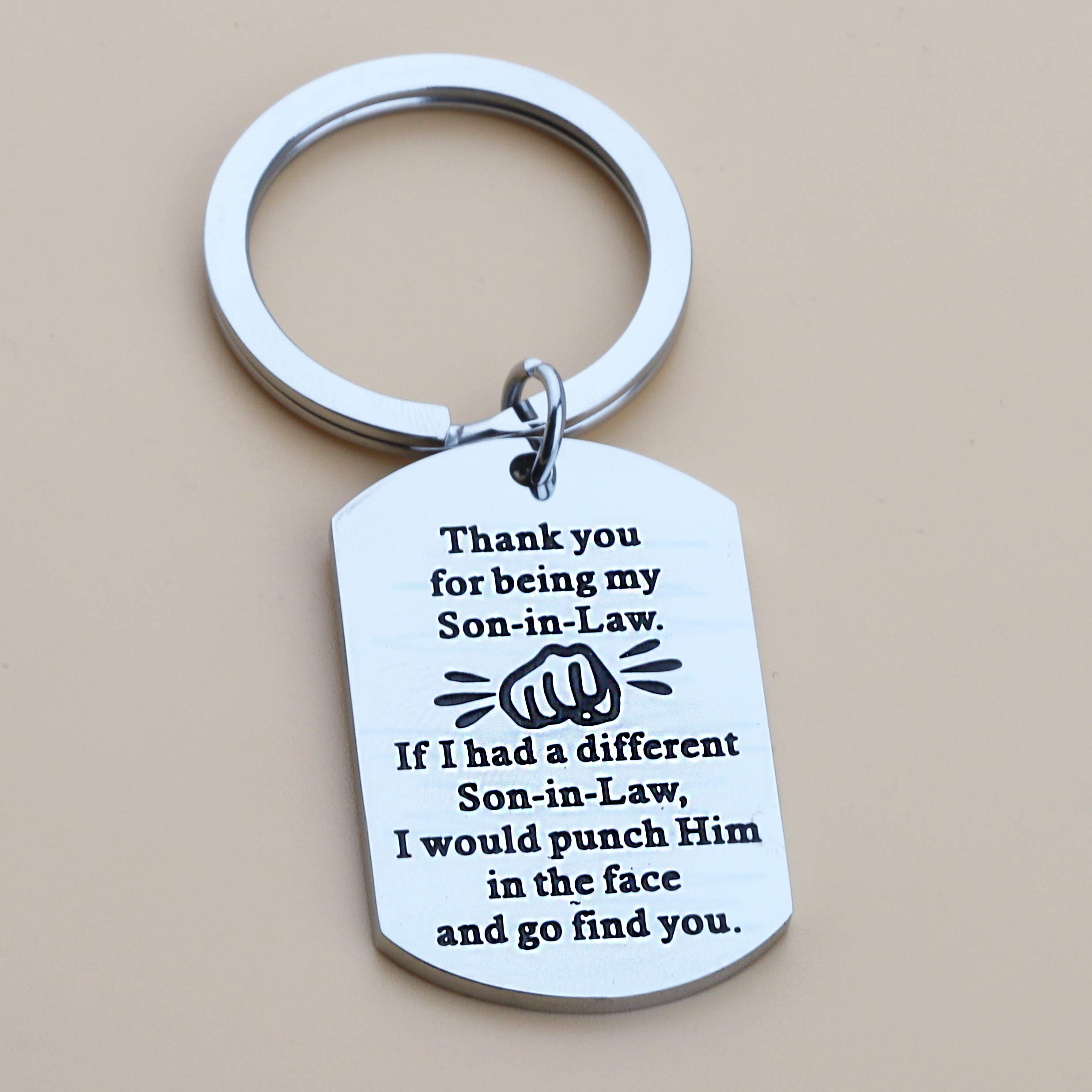 BEKECH Son-in-Law Gifts Bonus Son-in-Law Keychain Thank You for Being My Son-in-Law Keychain Funny Wedding Gift Jewelry from Mother-in-Law,Father-in-Law(silver)