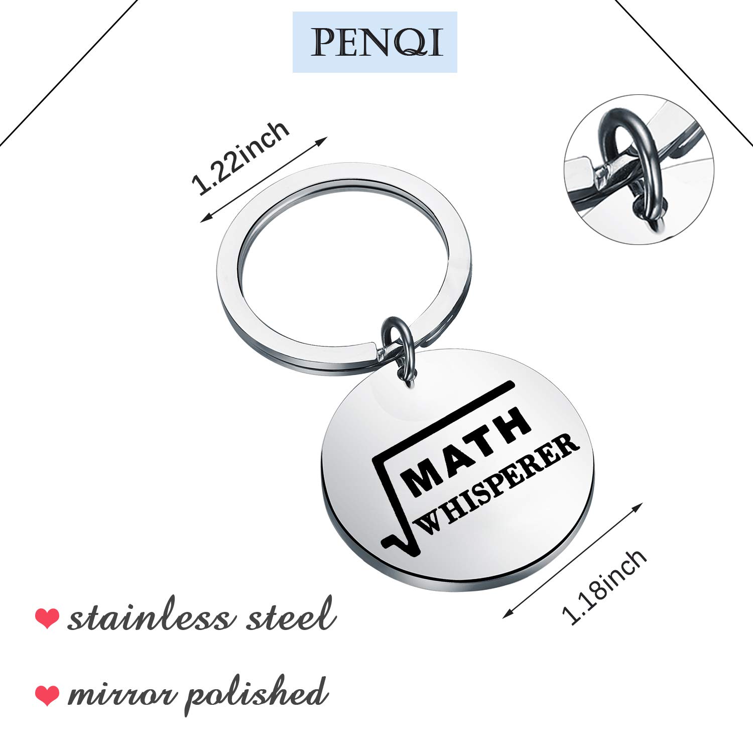 PENQI Mathematical Formula Keychain Gift Math Lovers Jewelry Math Whisperer Keychain Math Jewelry Math Lovers Jewelry Math Teacher Appreciation Gift (sliver)