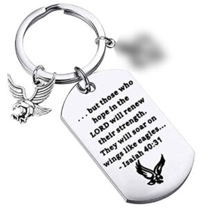 bekech scout gift eagle isaiah 40:31 keychain but those who hope in the lord will renew their strength scout gift cub scout gift christian inspirational gift for scout (silver)