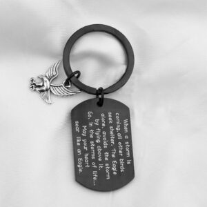 FUSTMW Eagle Gift for Scouts Keychain Scouts Leader Gift Court of Honor Gift(Black)