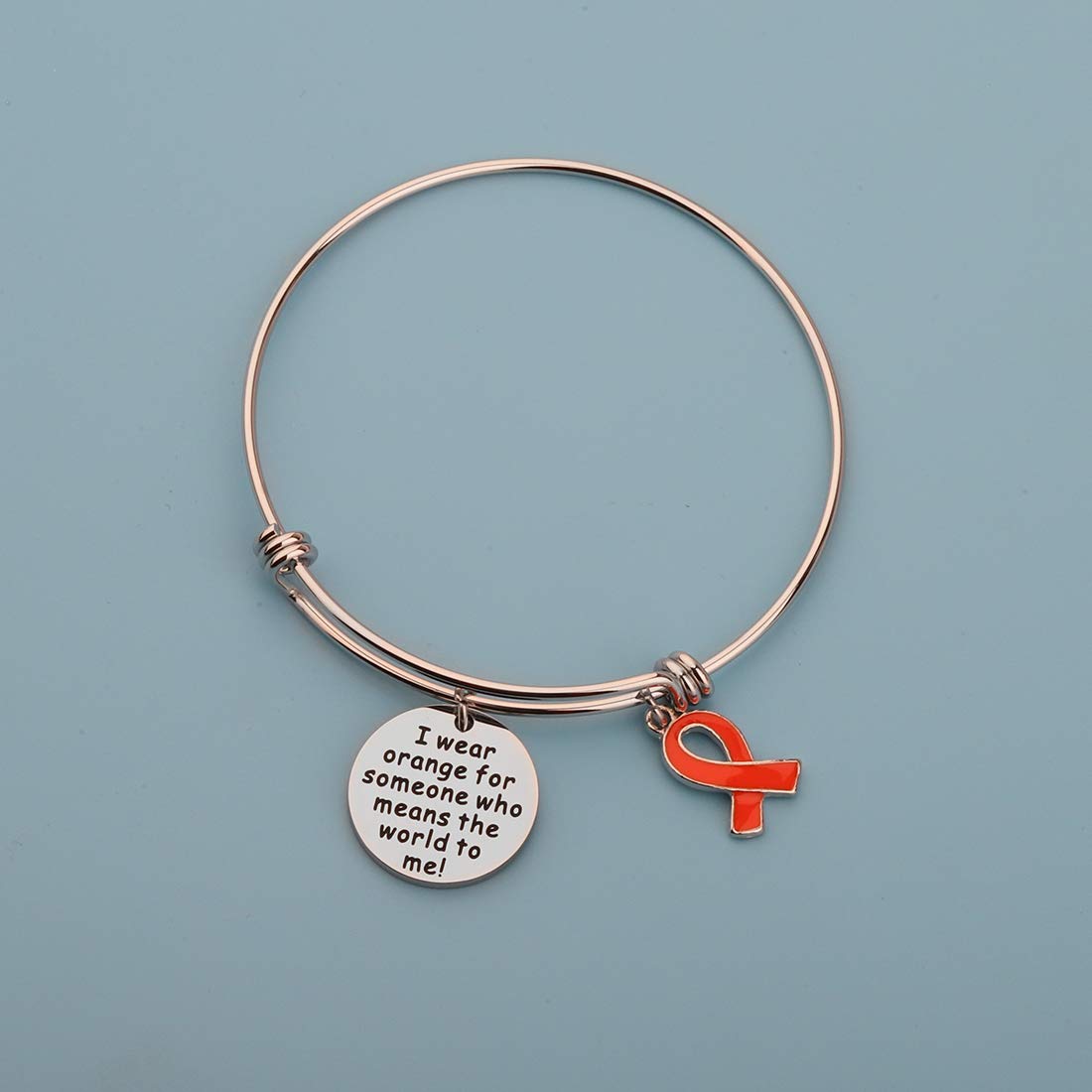 POTIY Orange Awareness Ribbon Charm Bracelet Kidney Cancer Leukemia Multiple Sclerosis Awareness Jewelry Cause Ribbon Inspirational Bracelet for Women (Orange Bracelet)