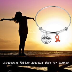 POTIY Orange Awareness Ribbon Charm Bracelet Kidney Cancer Leukemia Multiple Sclerosis Awareness Jewelry Cause Ribbon Inspirational Bracelet for Women (Orange Bracelet)