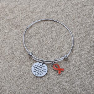 POTIY Orange Awareness Ribbon Charm Bracelet Kidney Cancer Leukemia Multiple Sclerosis Awareness Jewelry Cause Ribbon Inspirational Bracelet for Women (Orange Bracelet)