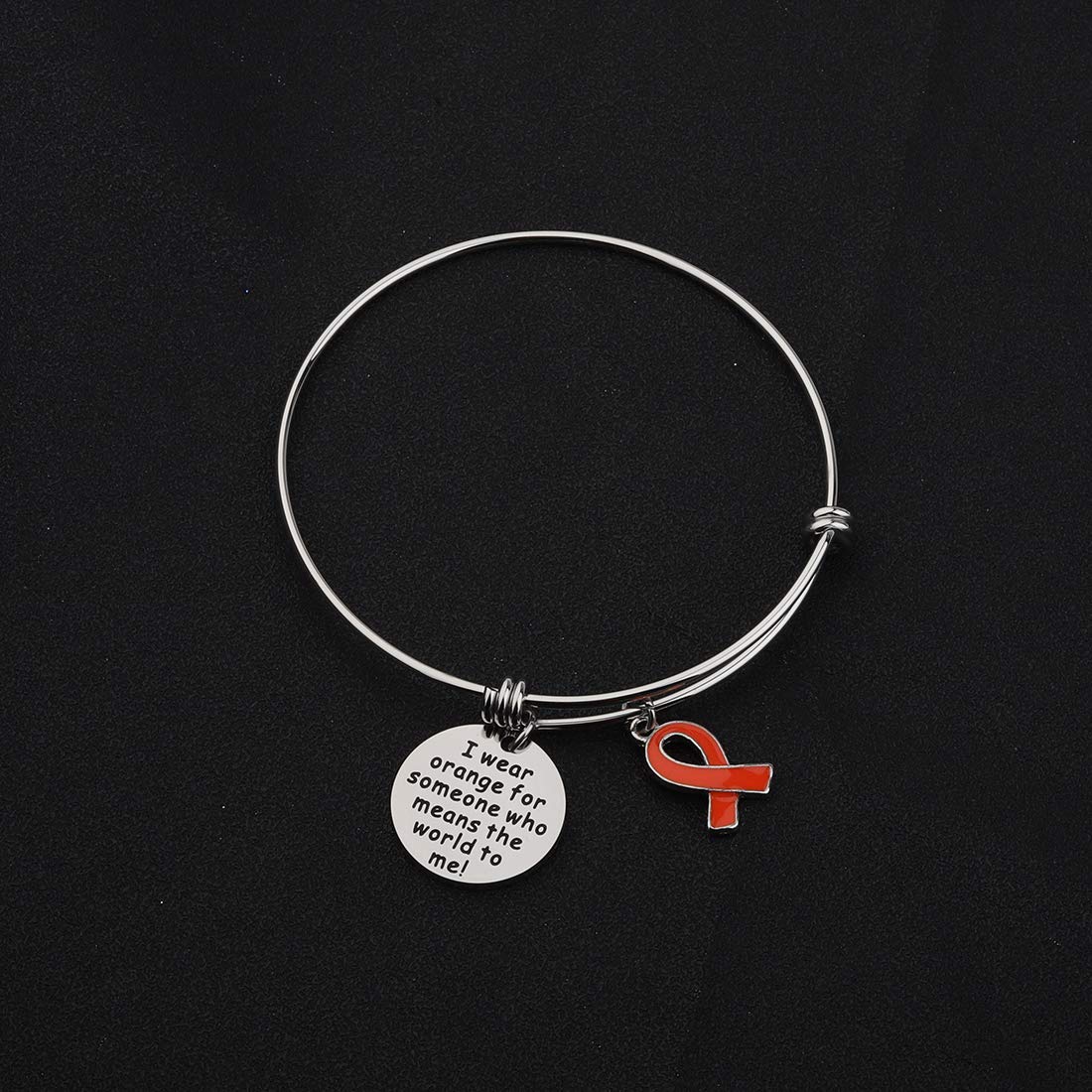 POTIY Orange Awareness Ribbon Charm Bracelet Kidney Cancer Leukemia Multiple Sclerosis Awareness Jewelry Cause Ribbon Inspirational Bracelet for Women (Orange Bracelet)