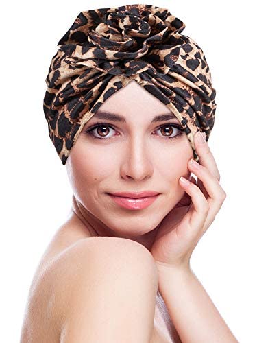 SATINIOR 6 Pieces Women Turban Flower African Pattern Headwrap Sleep Beanie Pre-Tied Bonnet Elastic Knot Cap