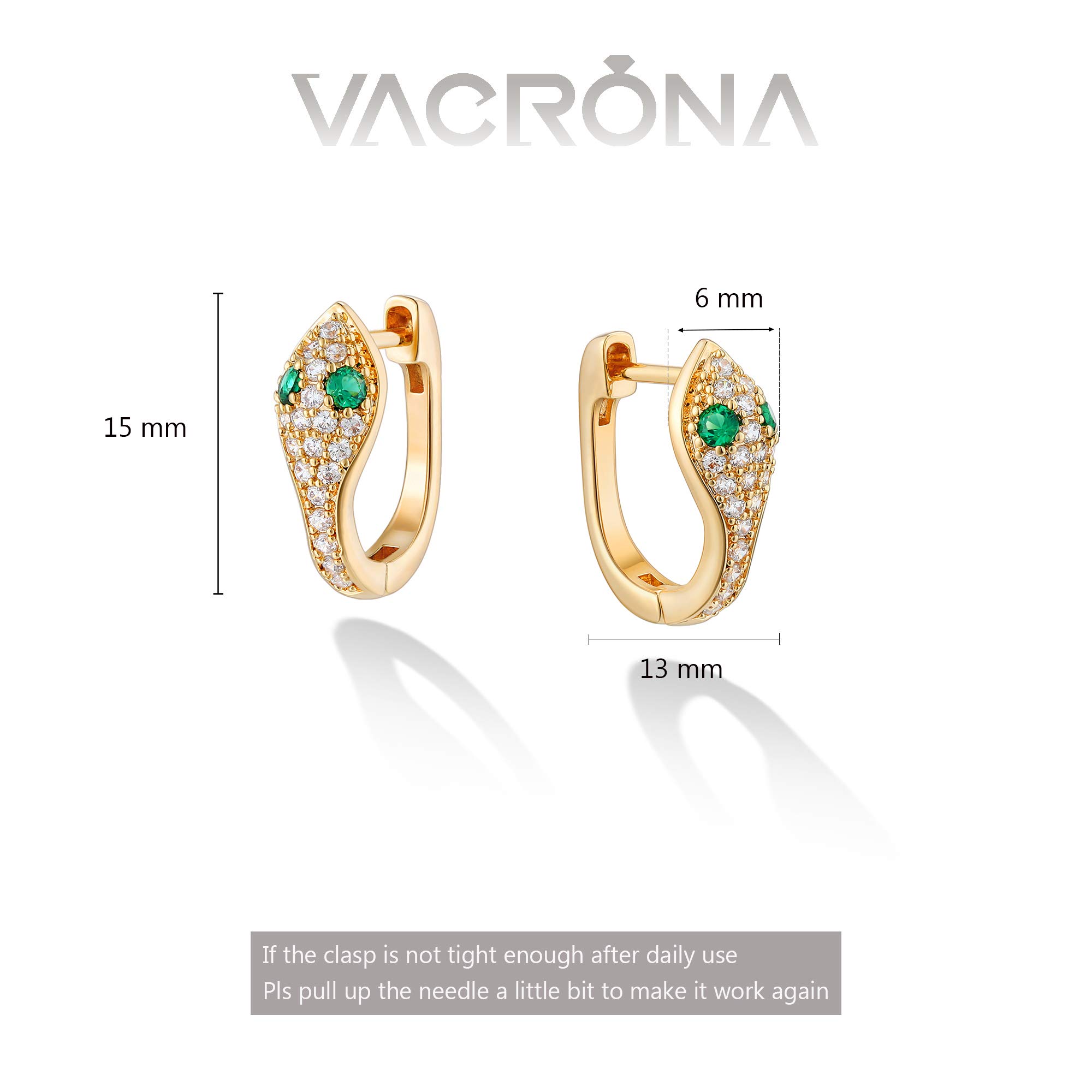 VACRONA Gold Hoop Earrings Huggie Earrings for Women 14k Gold Plated Small Hoops Green Snake Shell Beaded Earrings Hypoallergenic Jewelry Gift