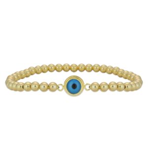 anela 14kt gold filled evil eye pendant bracelet, good luck eye, stretch and stackable bracelet, good luck eye, blue eye bracelet, hand made in usa