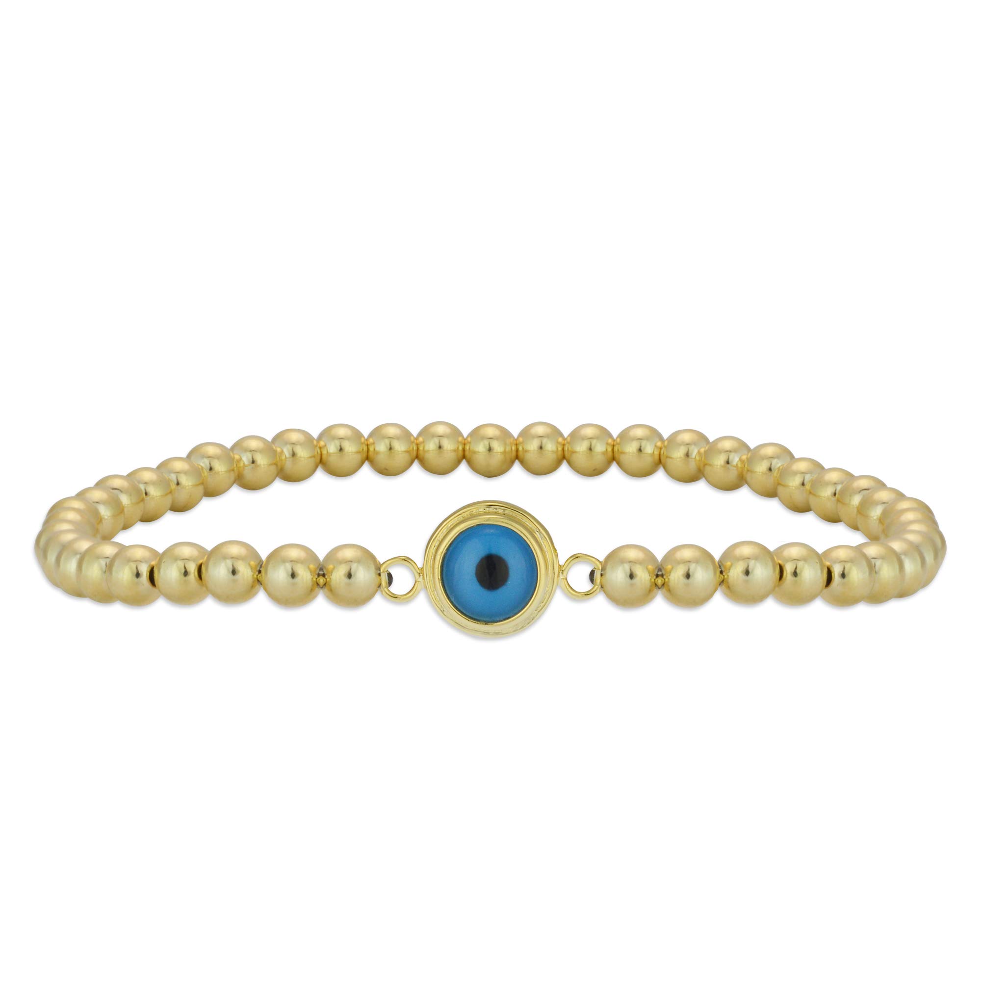 Anela 14kt Gold Filled Evil Eye Pendant Bracelet, Good Luck Eye, Stretch and Stackable Bracelet, Good Luck Eye, Blue Eye Bracelet, Hand Made in USA