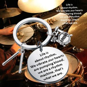 BAUNA Drum Keychain Percussion Drumsticks Keychain Life Is About Rhythm