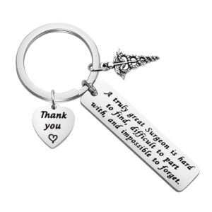 penqi surgical tech keychain surgery tech jewelry a truly great surgeon is hard to find difficult to part with keychain technologist thank you appreciation gift (sliver)