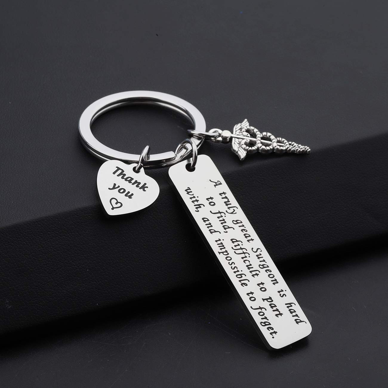 PENQI Surgical Tech Keychain Surgery Tech Jewelry A Truly Great Surgeon is Hard to Find Difficult to Part With Keychain Technologist Thank You Appreciation Gift (sliver)