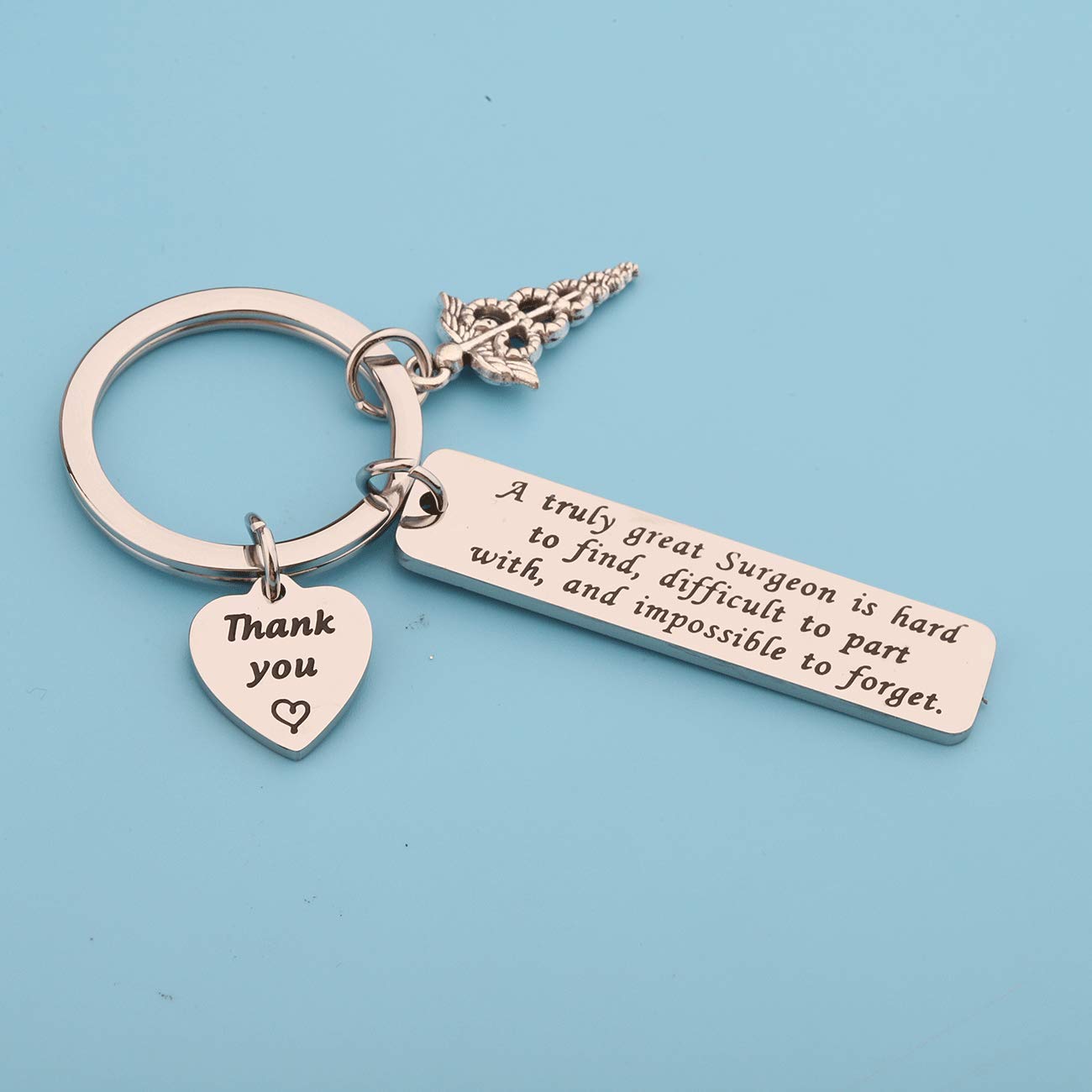 PENQI Surgical Tech Keychain Surgery Tech Jewelry A Truly Great Surgeon is Hard to Find Difficult to Part With Keychain Technologist Thank You Appreciation Gift (sliver)