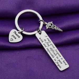 PENQI Surgical Tech Keychain Surgery Tech Jewelry A Truly Great Surgeon is Hard to Find Difficult to Part With Keychain Technologist Thank You Appreciation Gift (sliver)