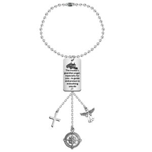 bekech trucker guardian angel car charm trucker’s prayer car hanging ornament guardian angel to guide and protect in everything you do car rear view mirror charm truck diver gift(silver)