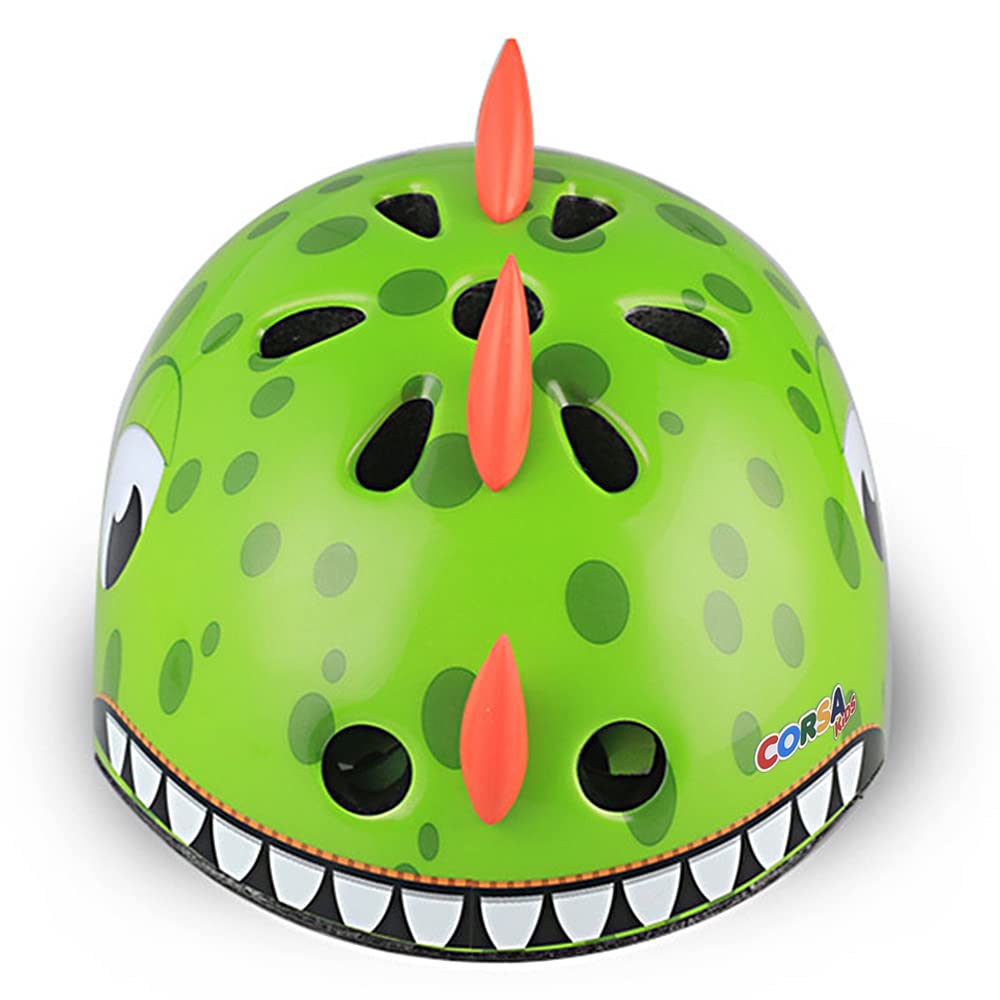 Kids Bike Helmet,Lovely Green Dinosaur Kids Helmet Ages 2-5 Years Old Boys Girls Sports Helmet for Balance car, trikes, Scooters, Bike and Other Outdoor Sports