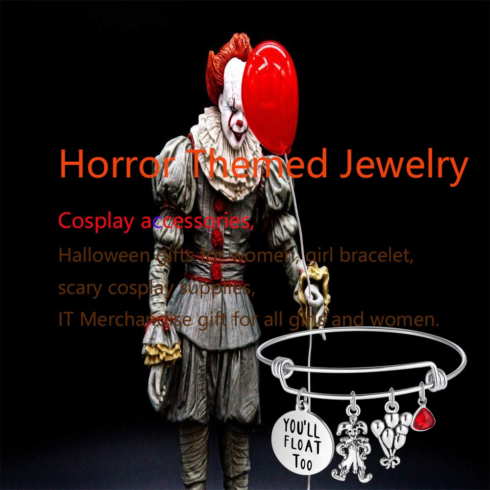 Ralukiia Float Too IT Pennywise The Clown Bracelet Horror Movie Jewelry for Fans Women Bangle Halloween