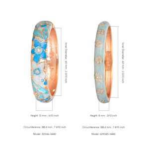 UJOY Fashion Cloisonne Bangle Jewelry Hollowed Rose Handmade Enamel Gifts Cuff Open Bracelet Bangles for Women Gilrs 88A11 3pcs-blue