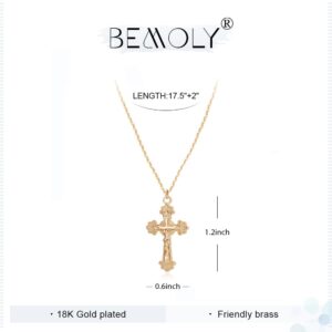 Befettly Cross Pendant Necklaces For Women Dainty Handmade 18k Plated Gold Chain Necklace Simple Coin CZ Triangle Jewelry Choker