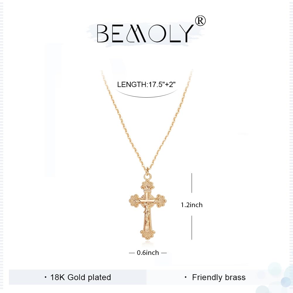 Befettly Cross Pendant Necklaces For Women Dainty Handmade 18k Plated Gold Chain Necklace Simple Coin CZ Triangle Jewelry Choker